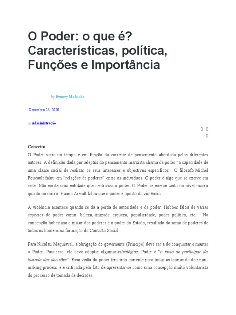 O Poder | PDF | Poder (social e político) | Sociologia
