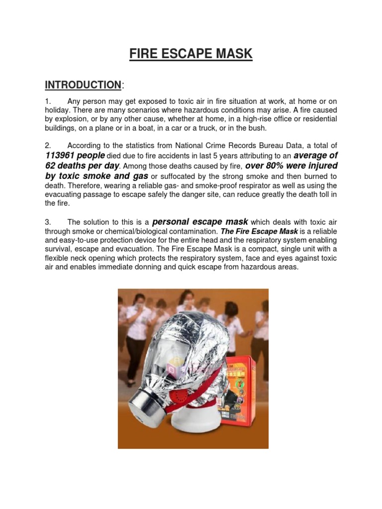 Fire Escape Mask | PDF | Smoke | Fires