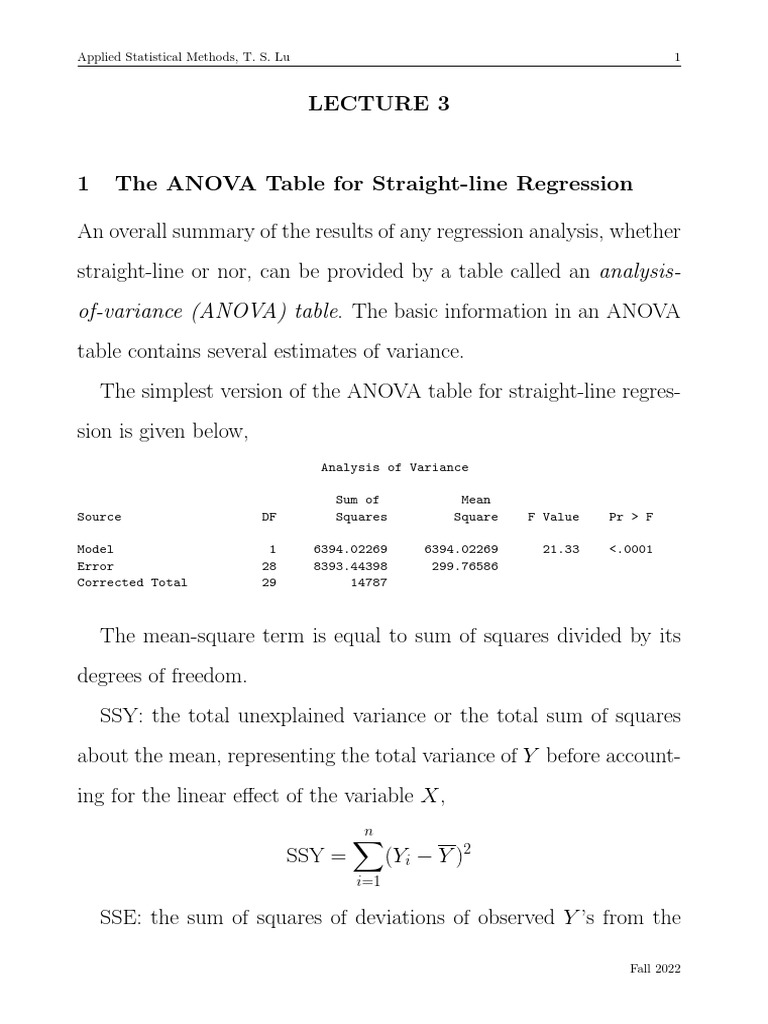 Lecture 3 Pdf Regression Analysis Errors And Residuals 