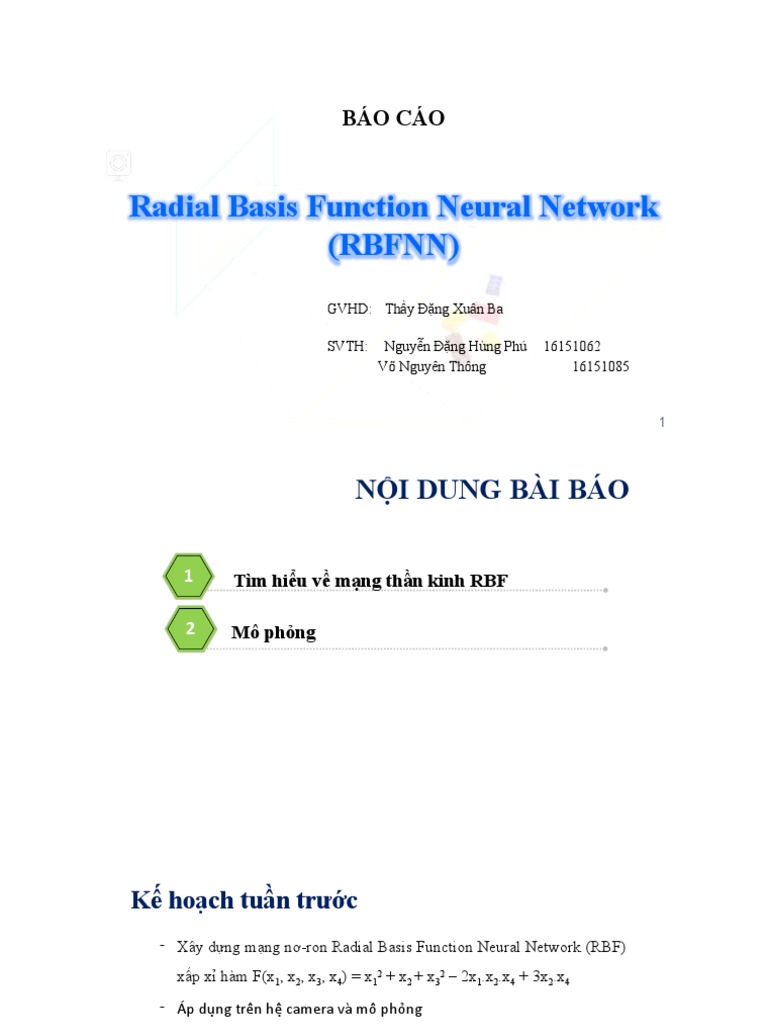 Radial Basis Function Neural Network (RBFNN) : Báo Cáo | PDF