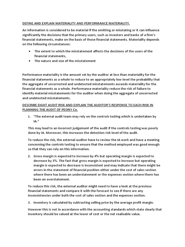 Audit Materiality & Risk Guide | PDF | Financial Audit | Financial ...
