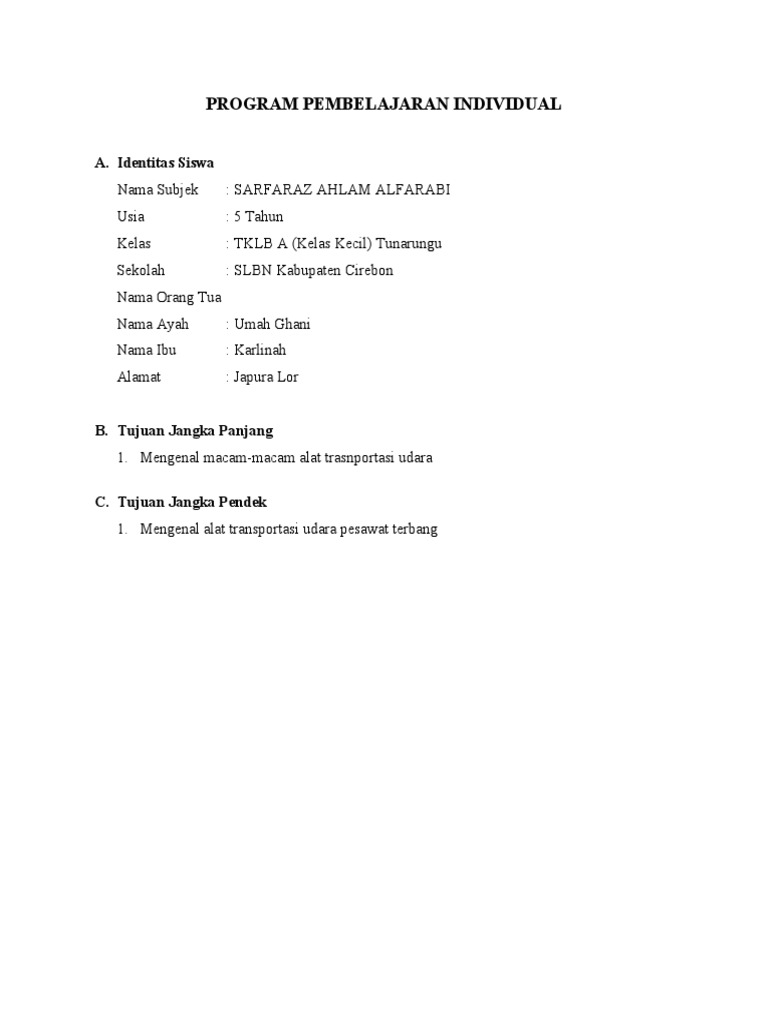 Program Pembelajaran Individual | PDF