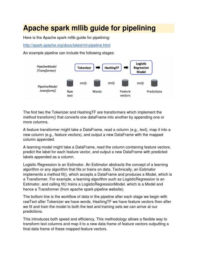 Apache Spark Mllib Guide For Pipelining Pdf