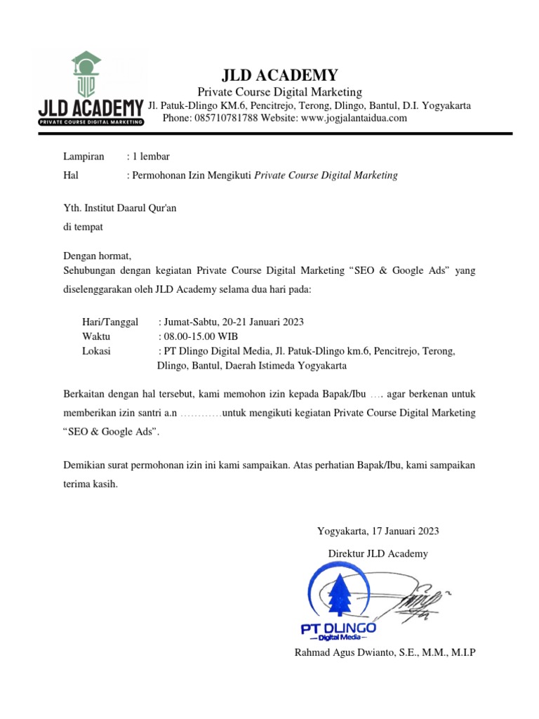 Surat Undangan Ke Peserta Seminar | PDF