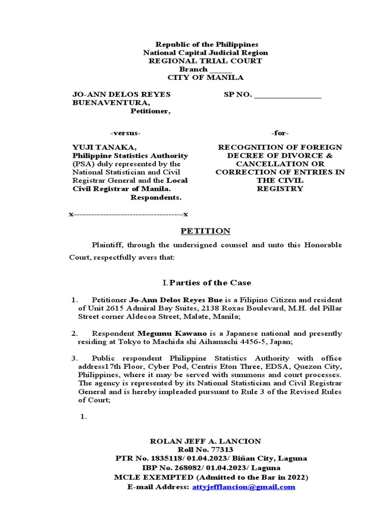 Petition: I.Parties of The Case | PDF | Public Law | Social Institutions