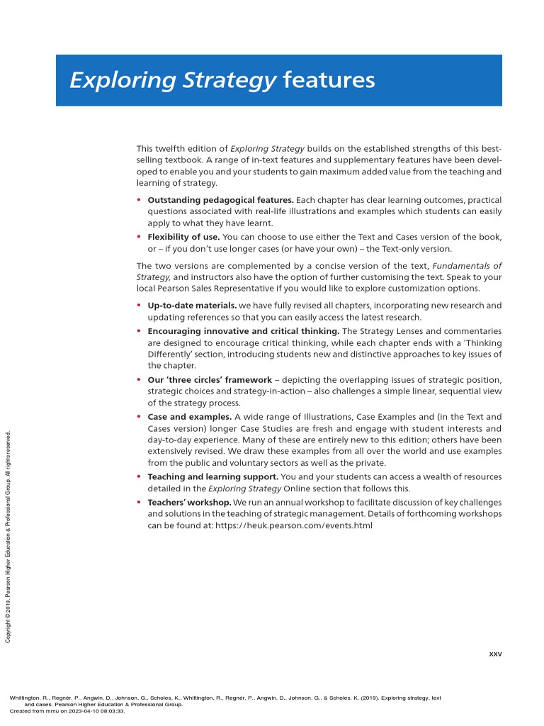 Exploring Strategy, Text and Cases - (Exploring Strategy Features) | PDF | Strategic Management ...