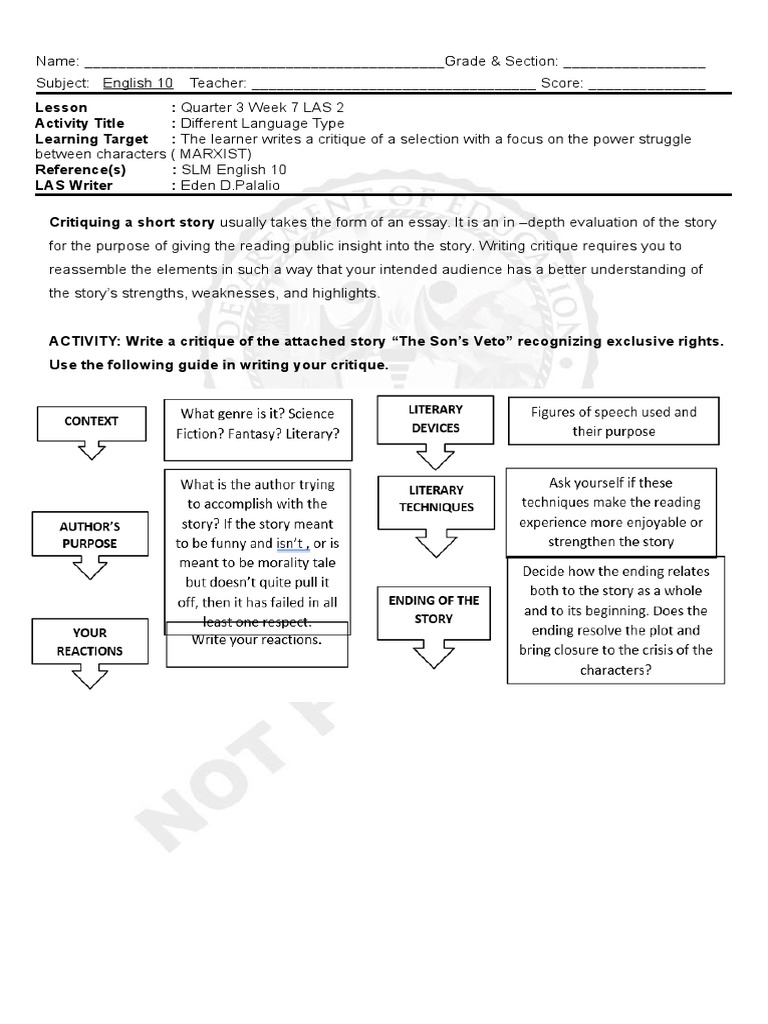 ENGLISH 10-Q3-Week 7-LAS2 | PDF