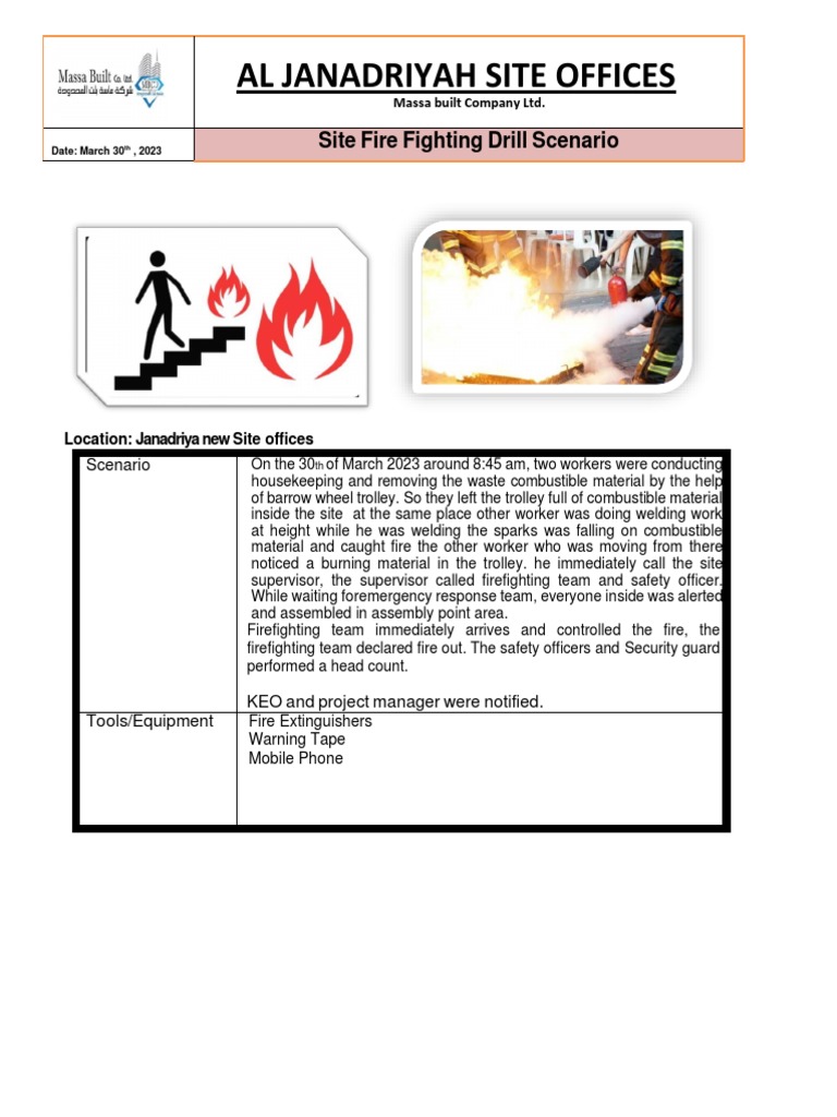 Al Janadriyah Fire Fighting Drill March 30 2023. | PDF | Firefighting ...