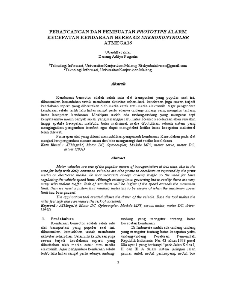 ID Perancangan Dan Pembuatan Prototype Alar | PDF