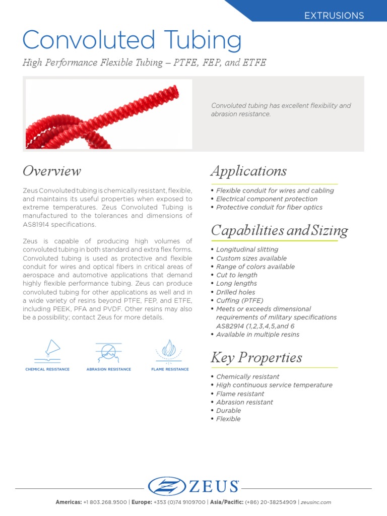 PTFE, FEP and ETFE Convoluted Tubing | PDF | Physical Sciences | Materials