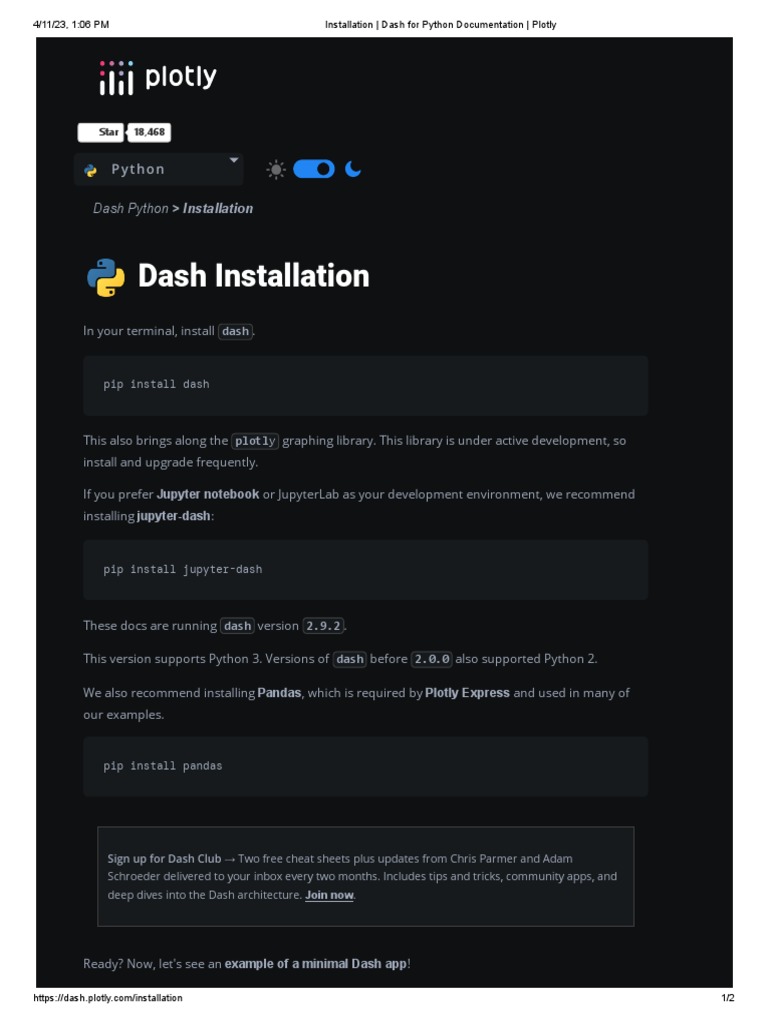 Installation - Dash For Python Documentation - Plotly | PDF Installation - Dash For Python Documentation - Plotly | PDF