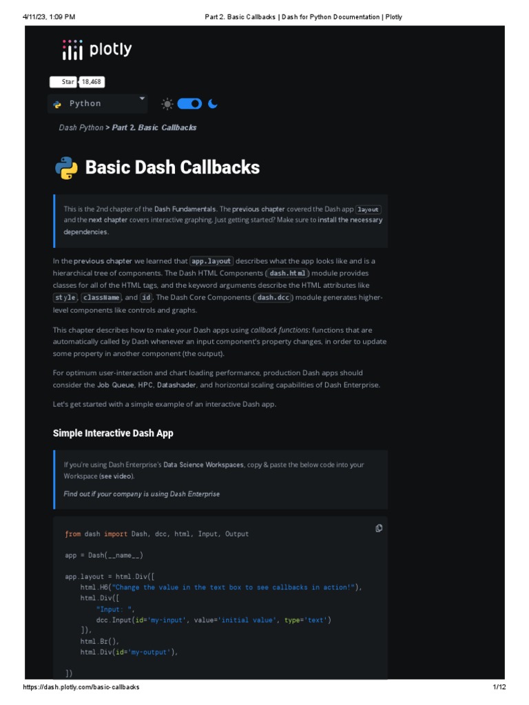 Part 2. Basic Callbacks - Dash For Python Documentation - Plotly | PDF | Parameter (Computer ...