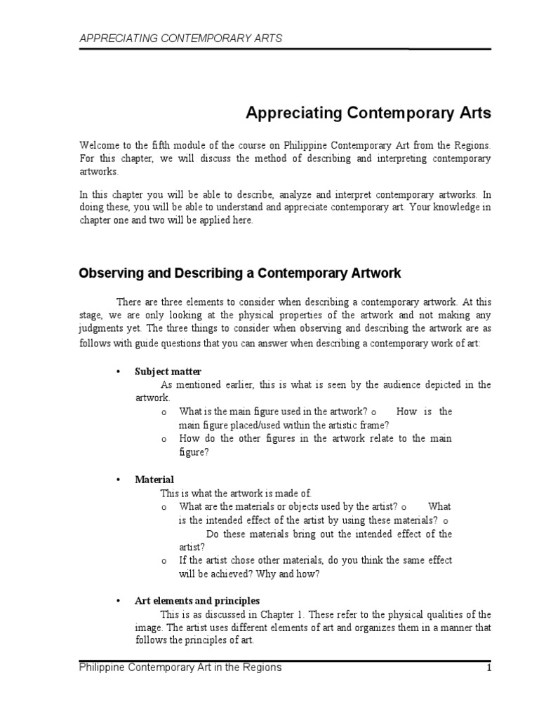 Lesson 6 Appreciating Contemporary Arts | Download Free PDF ...