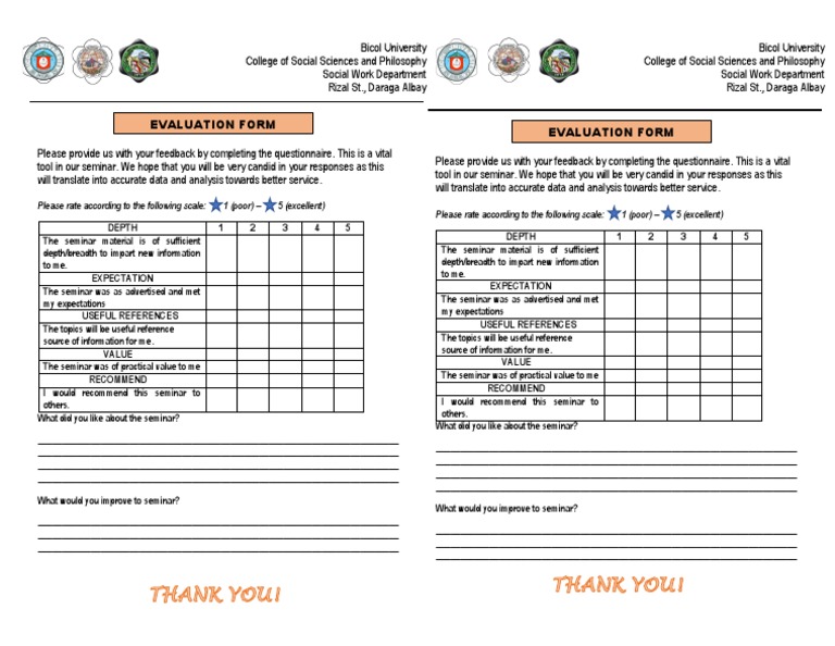 Evaluation Form For Seminar 2 | PDF | Science