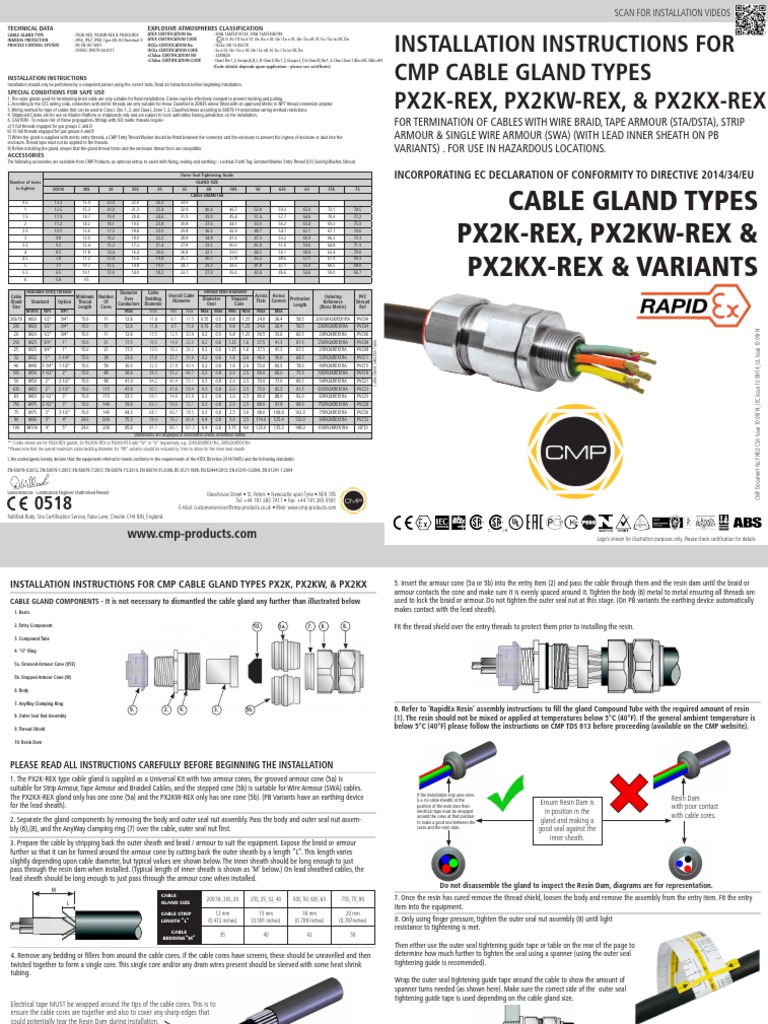 Cable Gland Types Px2K-Rex, Px2Kw-Rex & Px2Kx-Rex & Variants | PDF ...