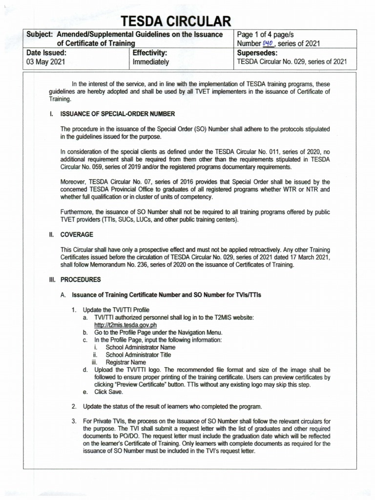 TESDA Circular No. 040-2021 | PDF | Qr Code | Computing