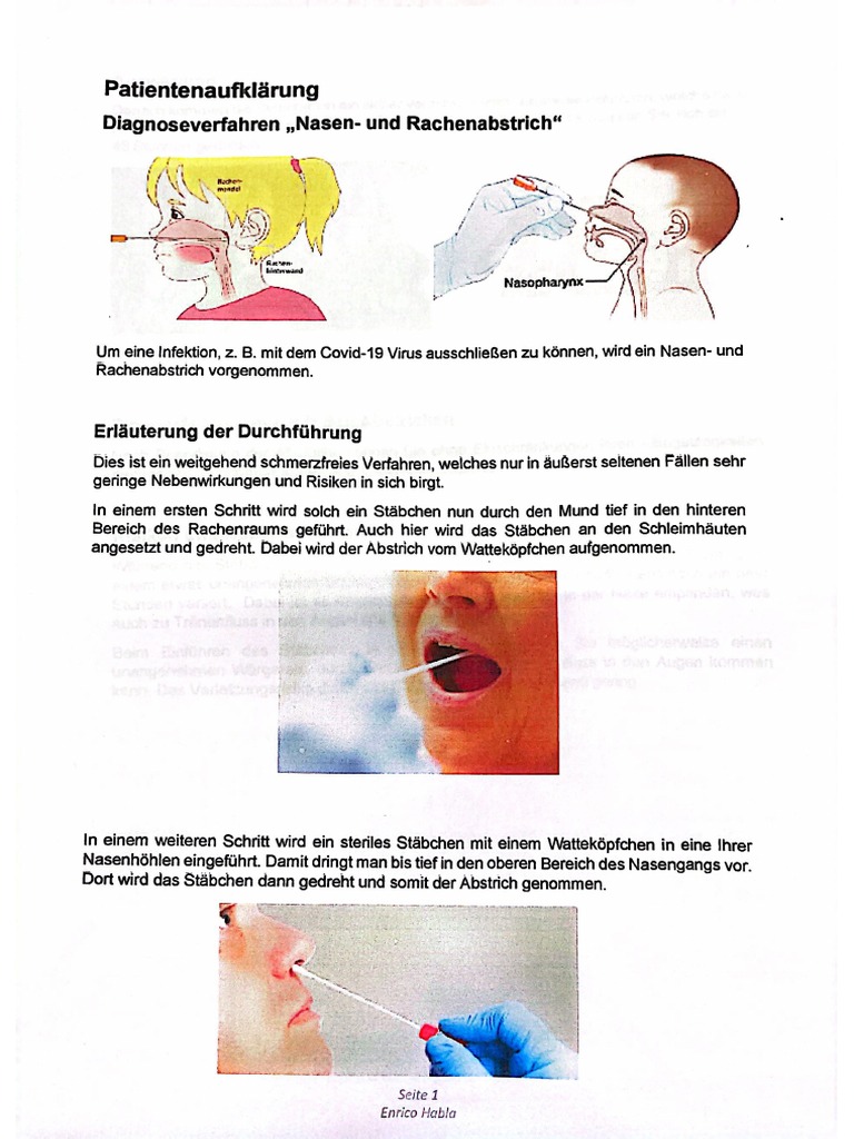 Patient Aufklärung (Nasen Abstrich) | PDF