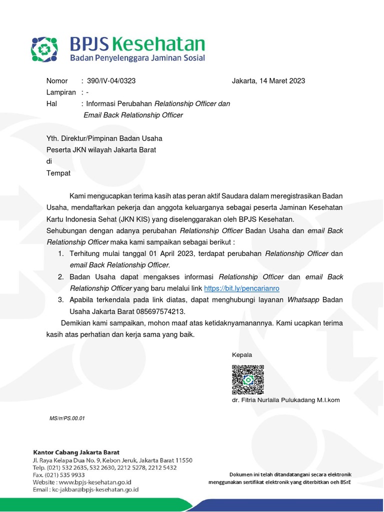 390 - Informasi Perubahan RO Dan Email BRO | PDF | Karier & Perkembangan