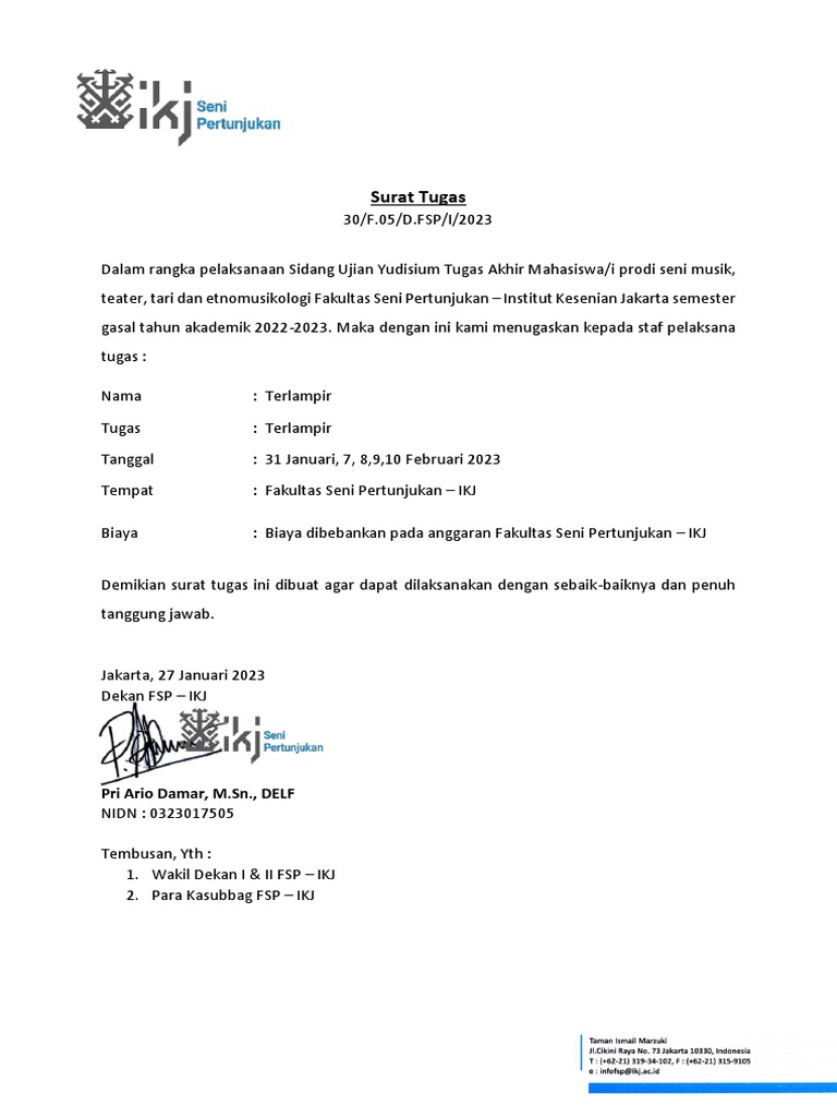 2023 D.FSP - 30 Surat Tugas Pelaksana Sidang Ujian Yudisium FSP Semester Gasal 2022-2023 | PDF ...