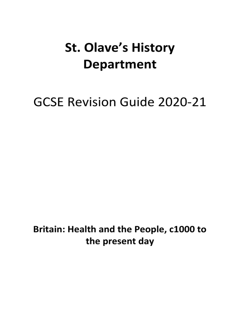 AQA GCSE - Britain - Health and The People | PDF | Louis Pasteur ...