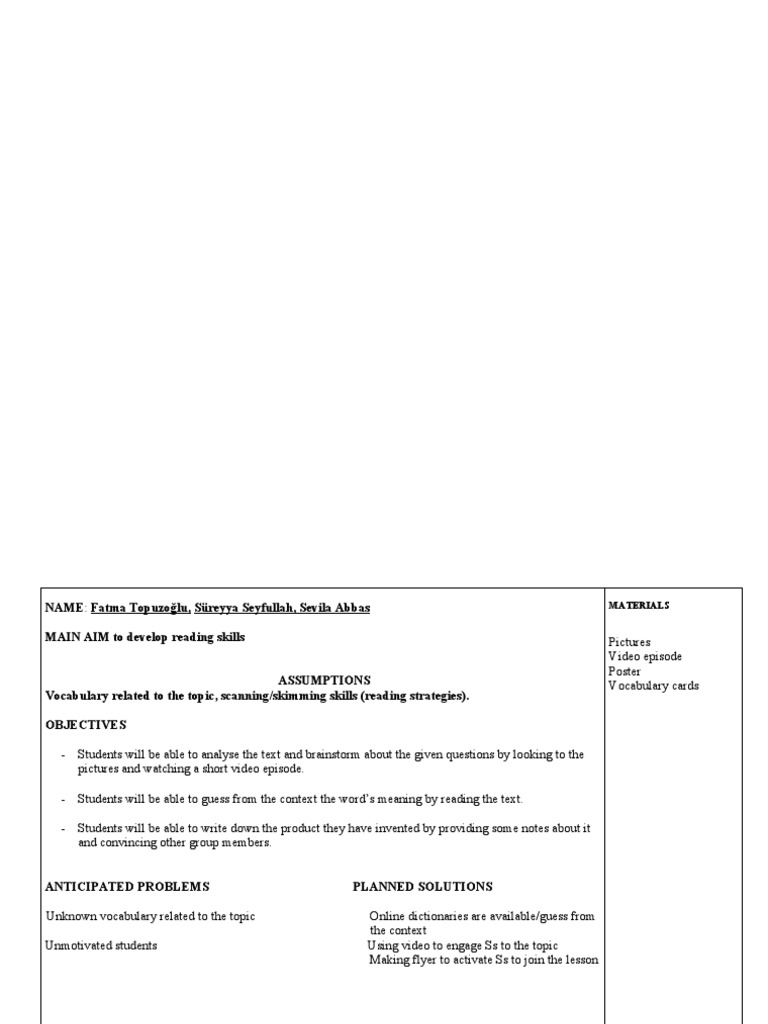 Dragons Den Lesson Plan | PDF | Vocabulary | Human Communication