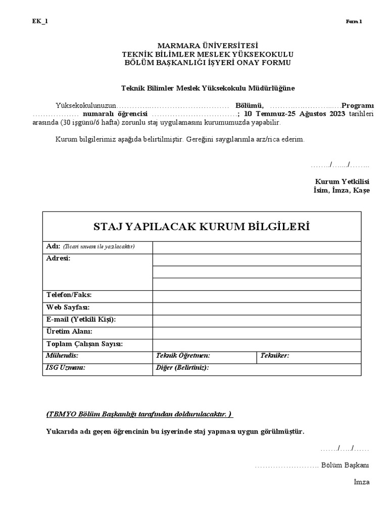 1 - Isyeri Onay Formu (F 1) | PDF
