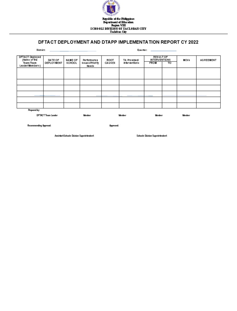 DFTACT Deployment and DTAPP Implementation Report | PDF