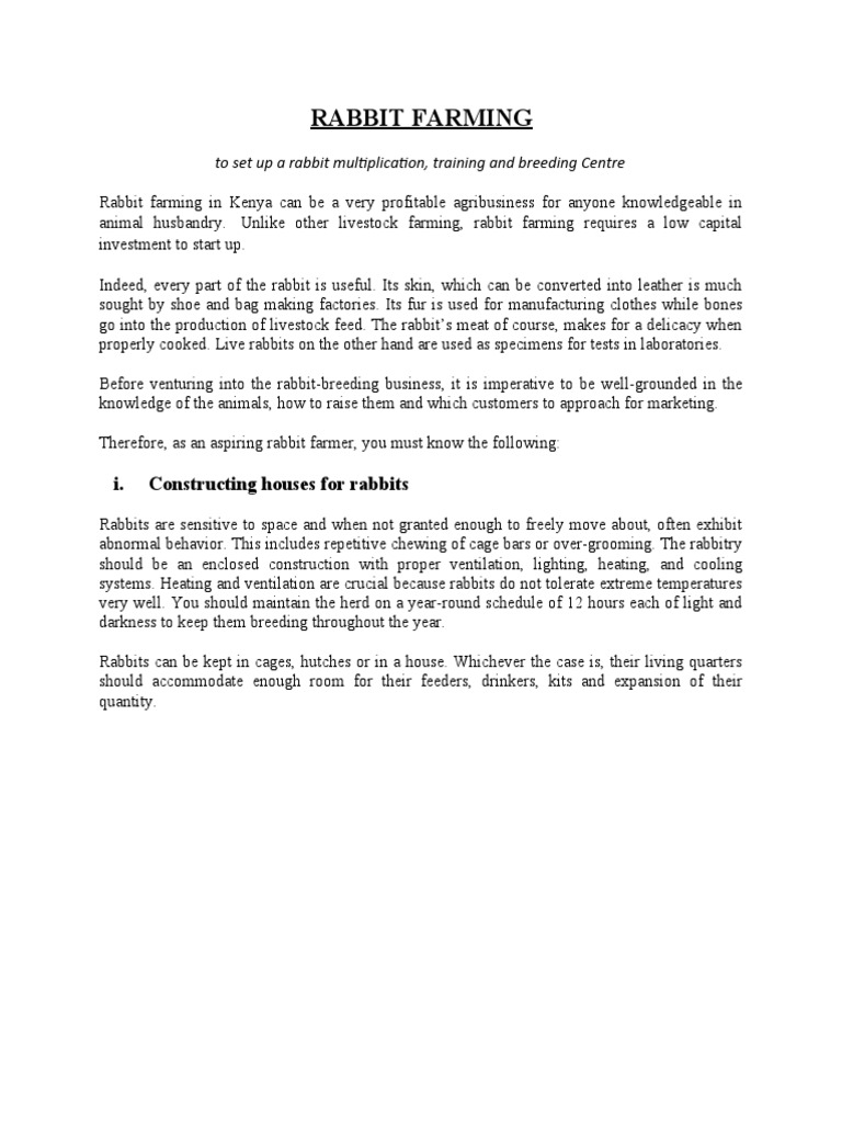 Rabbit Farming: I. Constructing Houses For Rabbits | PDF | Rabbit