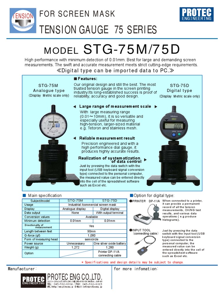STG-75M/75D: Tension Gauge 75 Series | PDF | Personal Computers | Accuracy And Precision