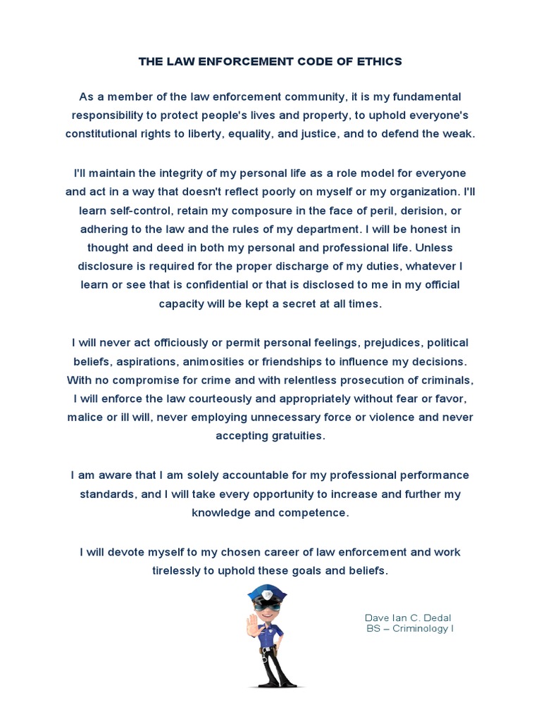 The Law Enforcement Code of Ethics | PDF