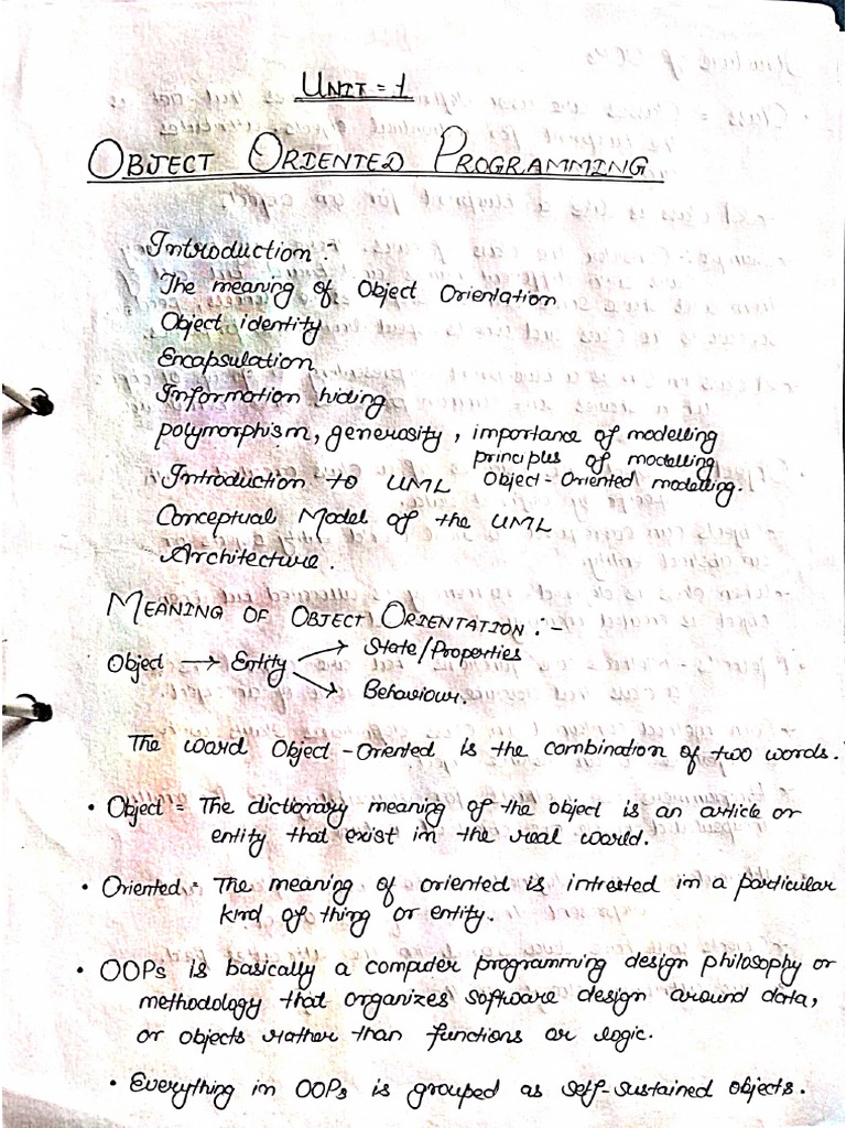 OOPs Notes | PDF OOPs Notes | PDF