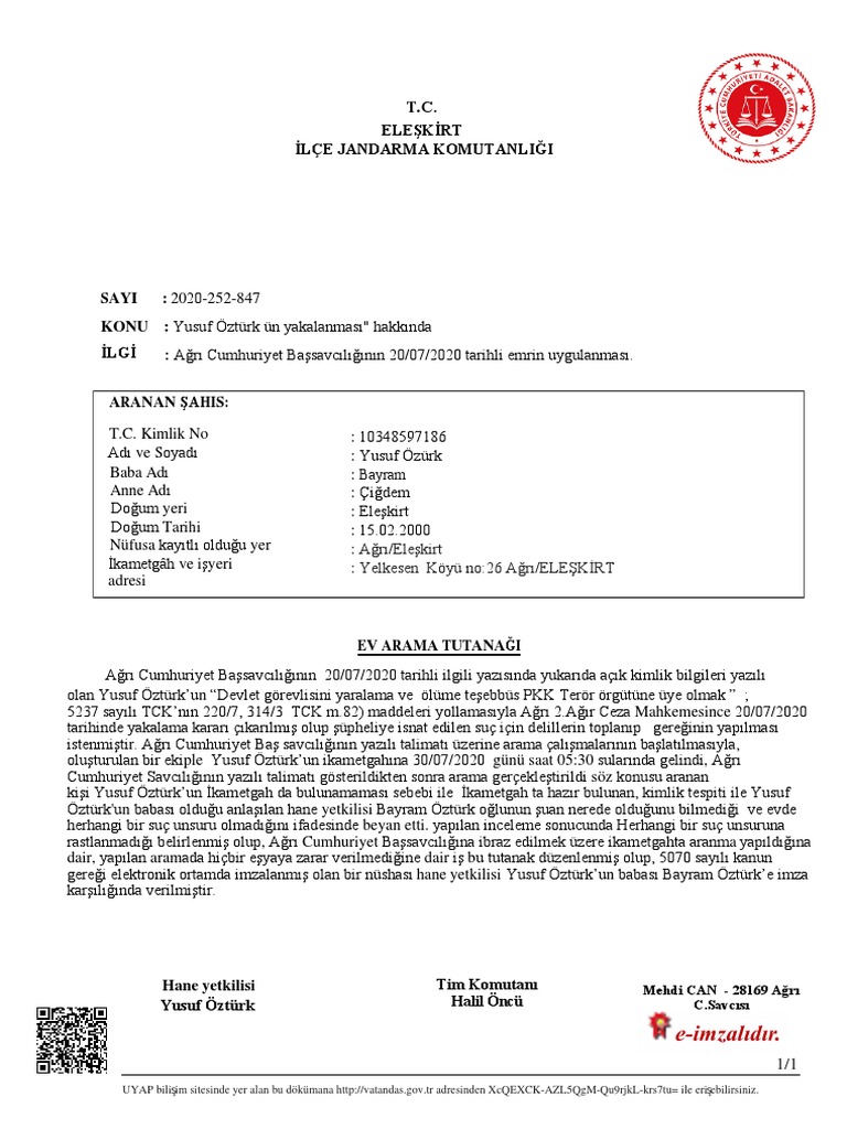 Yusuf Özürk Ev Arama | PDF