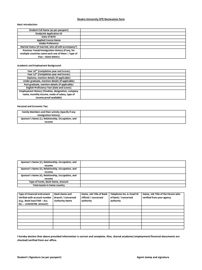 GTE Declaration Form-DSA | PDF | Career & Growth