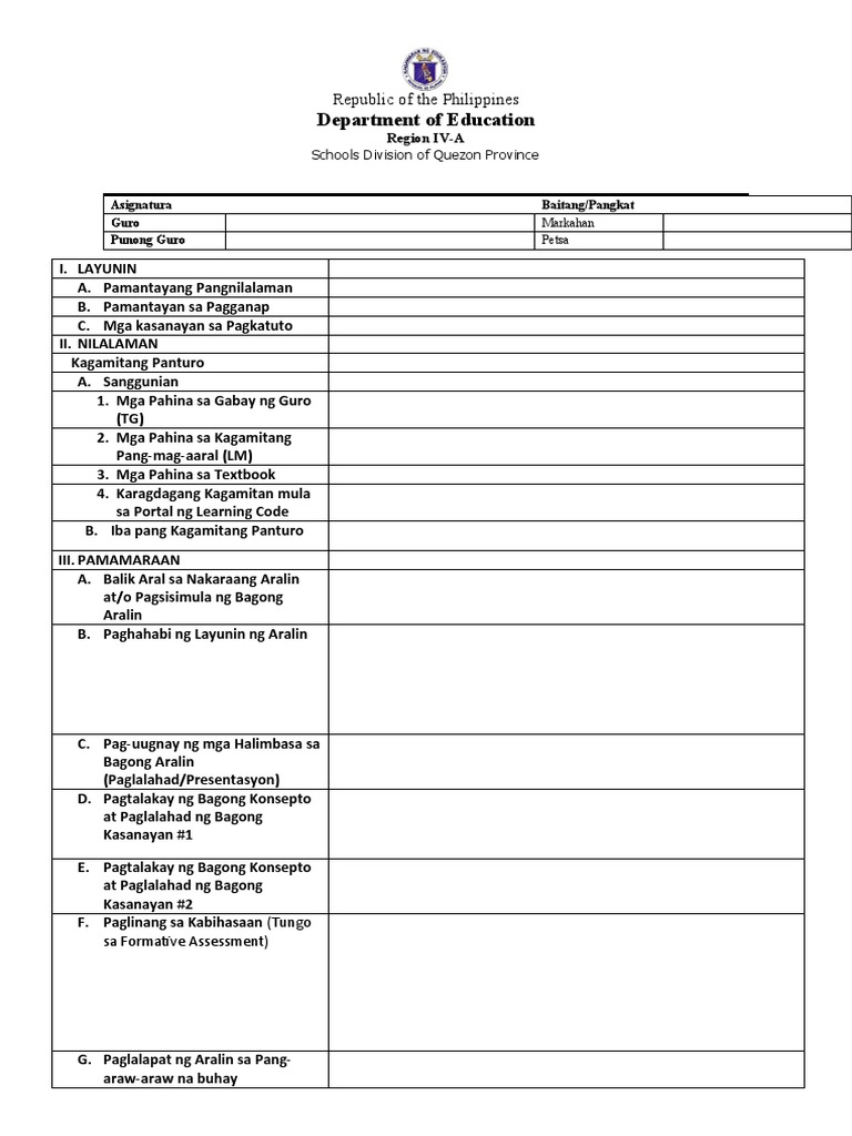 CO DLL-TEMPLATE Tagalog | PDF