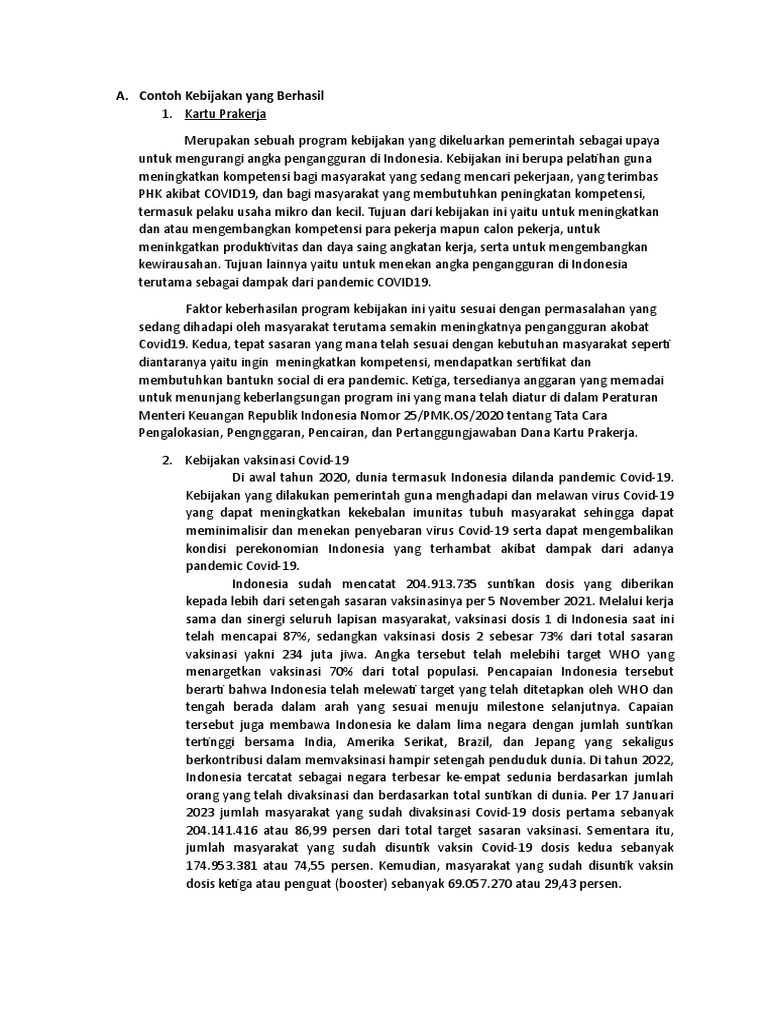 Contoh Kebijakan Yang Berhasil | PDF