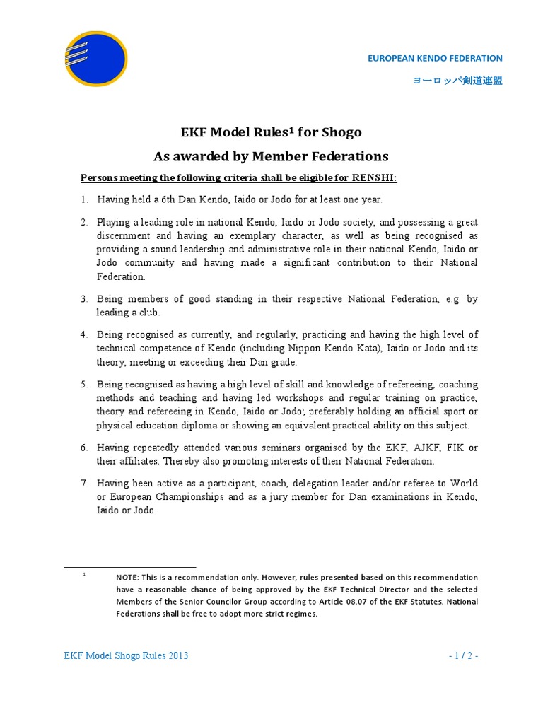 EKF Modell SHOGO Procedure | PDF | Japanese Martial Arts
