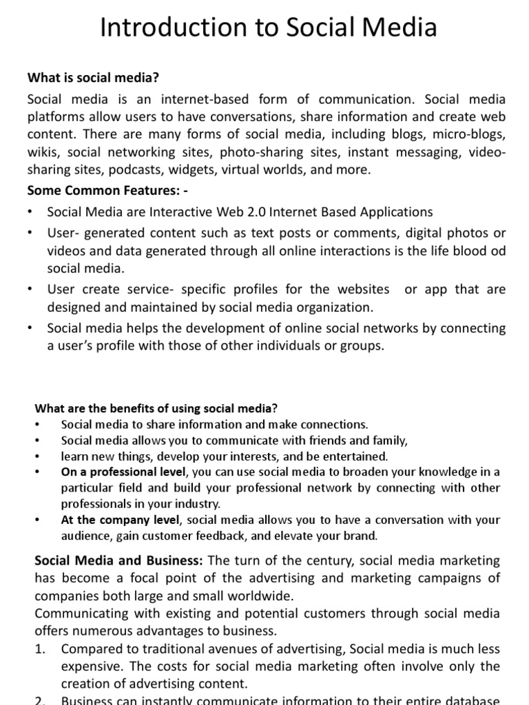 Introduction To Social Media | PDF | Popular Culture & Media Studies | Social Media