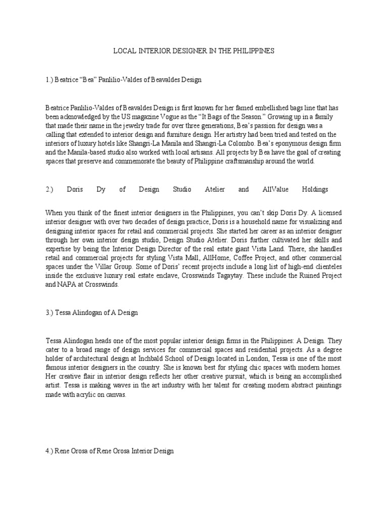 Top Interior Designers in the Philippines | PDF | Interior Design