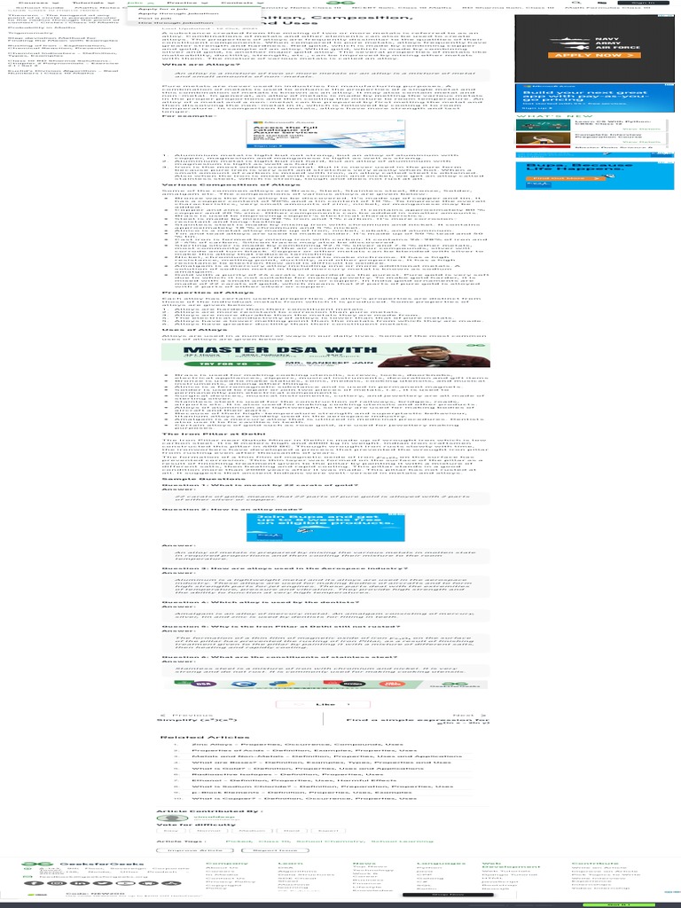 Alloys - Definition, Composition, Properties and Uses - GeeksforGeeks ...