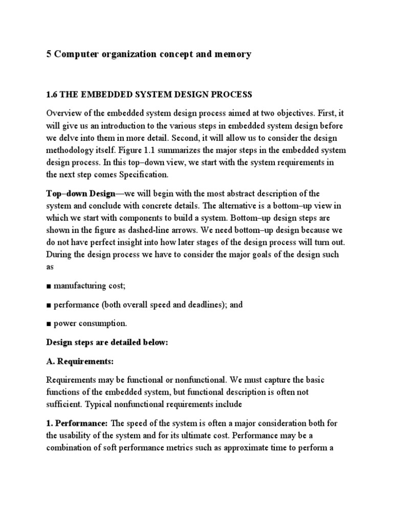 5 Computer Organization Concept and Memory: 1.6 The Embedded System ...