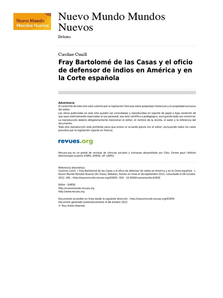 Fray Bartolome de Las Casas y Los Oficio | PDF | Nueva españa | España