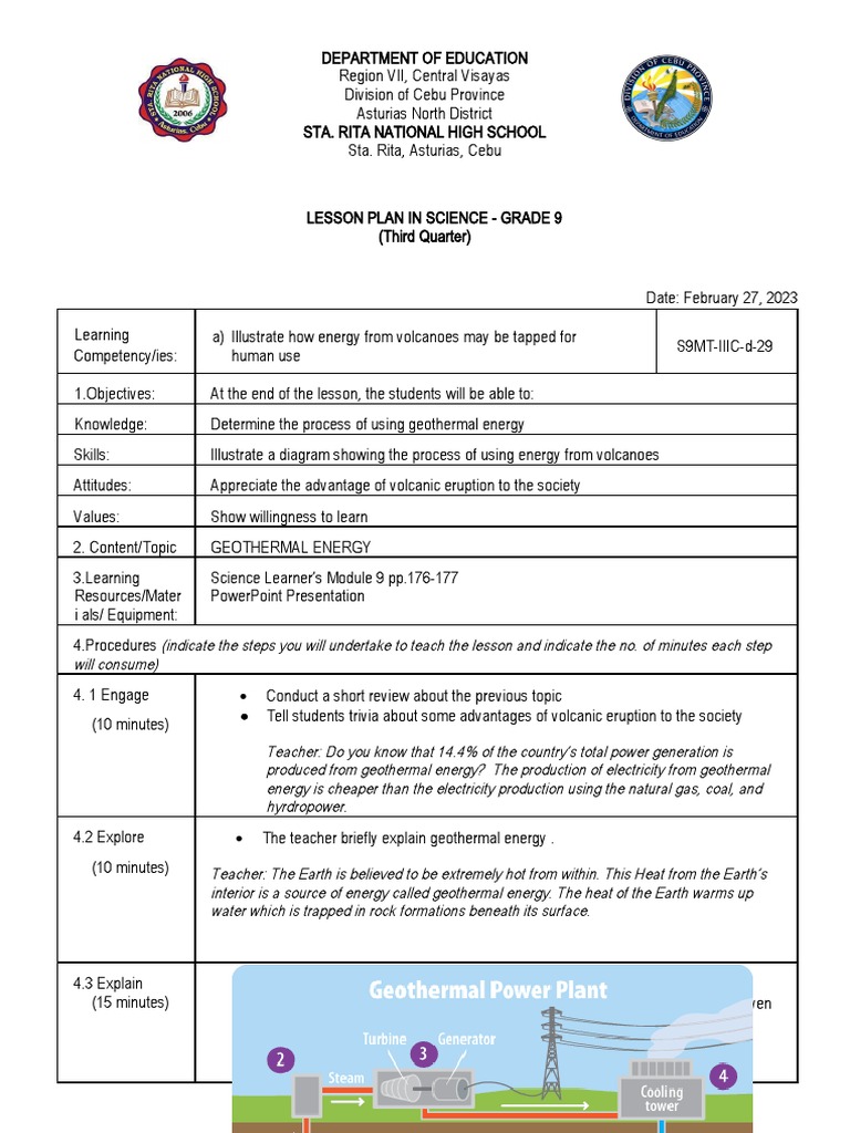 Q3 - Sci 9 Lesson Plan 2 | PDF | Equator | Volcano