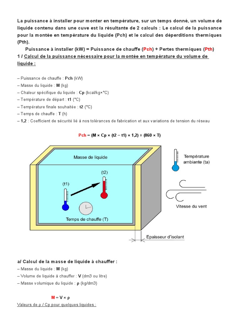 La Puissance À Installer Pour Monter en Température | PDF | Grandeur physique | Sciences physiques