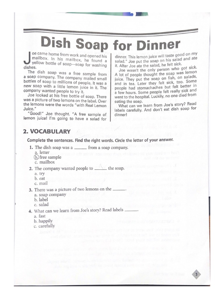 Dish Soap For Dinner | PDF