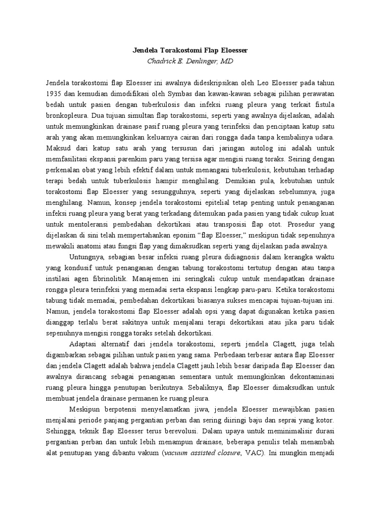 Jendela Torakostomi Flap Eloesser | PDF