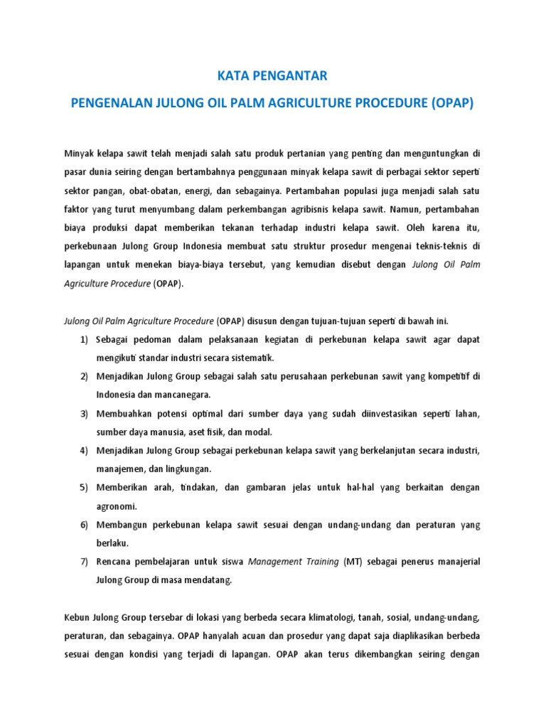 Prosedur Pertanian Kelapa Sawit Julong | PDF