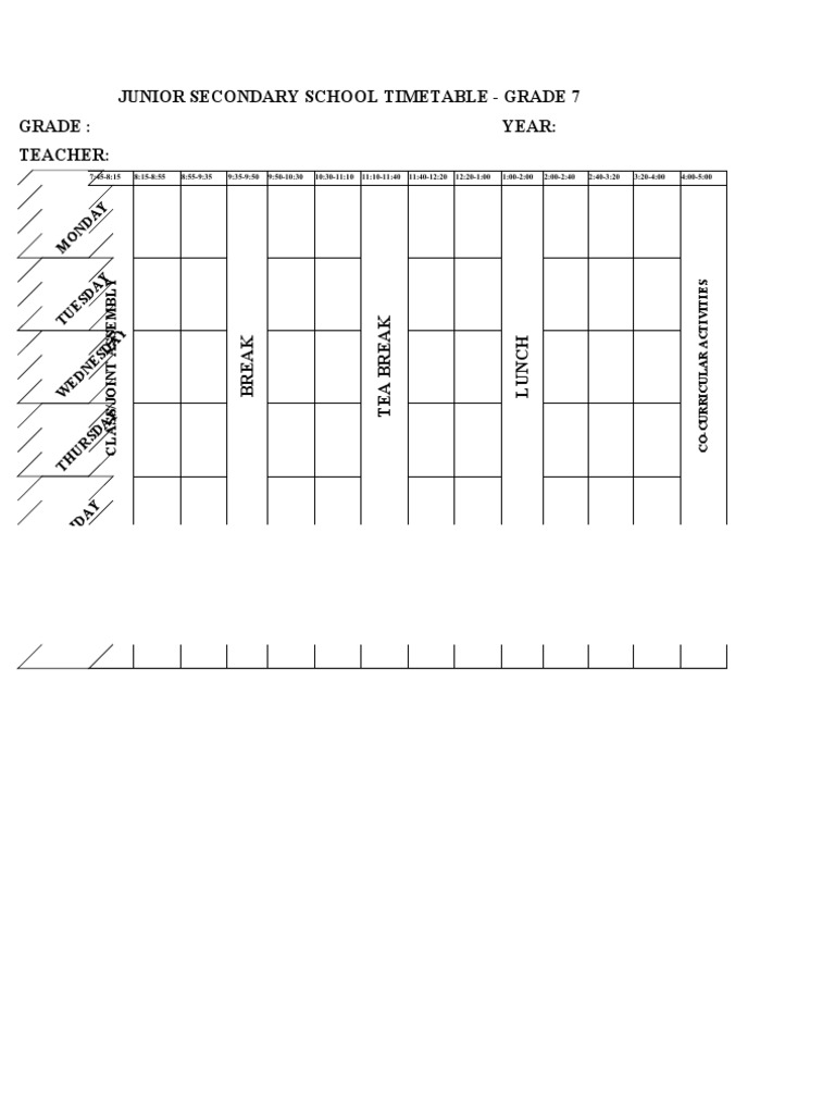 Junior Timetable | PDF