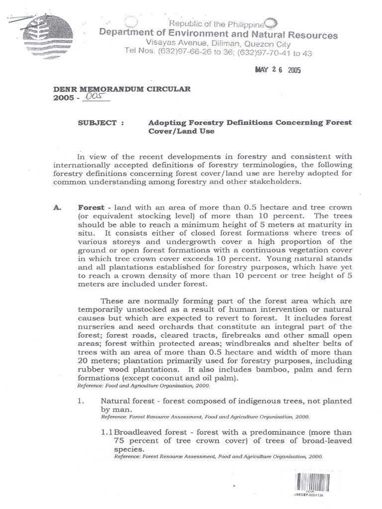 Denr DMC 2005-005 | PDF | Forests | Trees