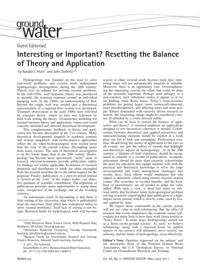 Interesting Vs Important | PDF | Hydrogeology | Theory