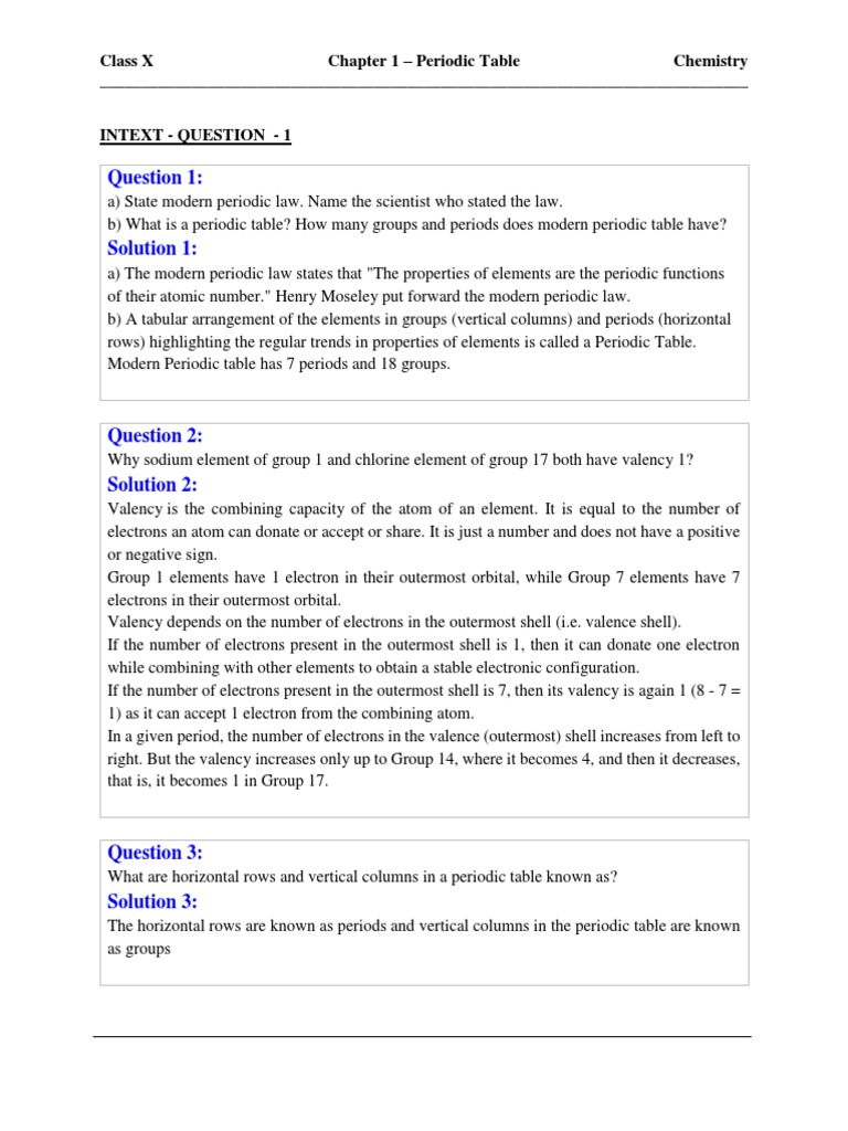 Chapter 1 - Periodic Table | PDF | Periodic Table | Electron Configuration